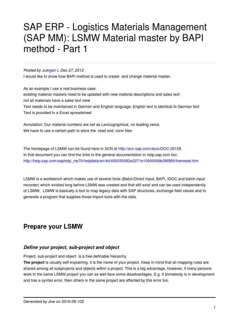 LSMW Material Master by Bapi Method Part 1 | PDF | Computer File | Directory (Computing)
