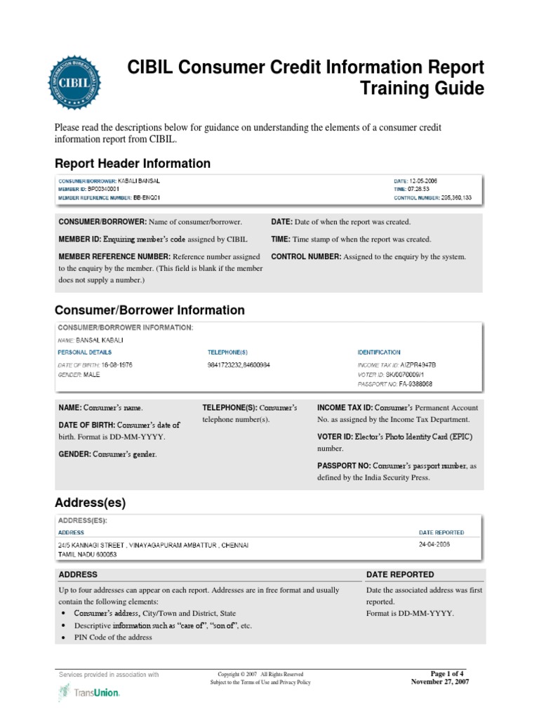 CIBIL Meaning.pdf | Credit History | Identity Document