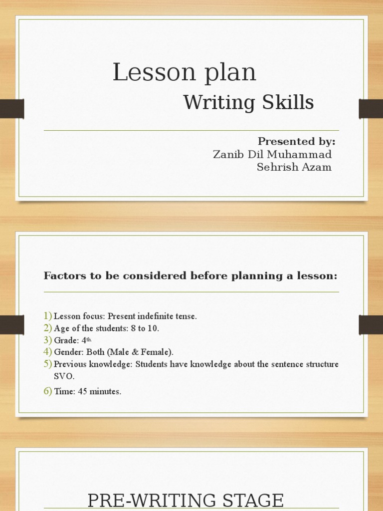Lesson Plan: Writing Skills | PDF
