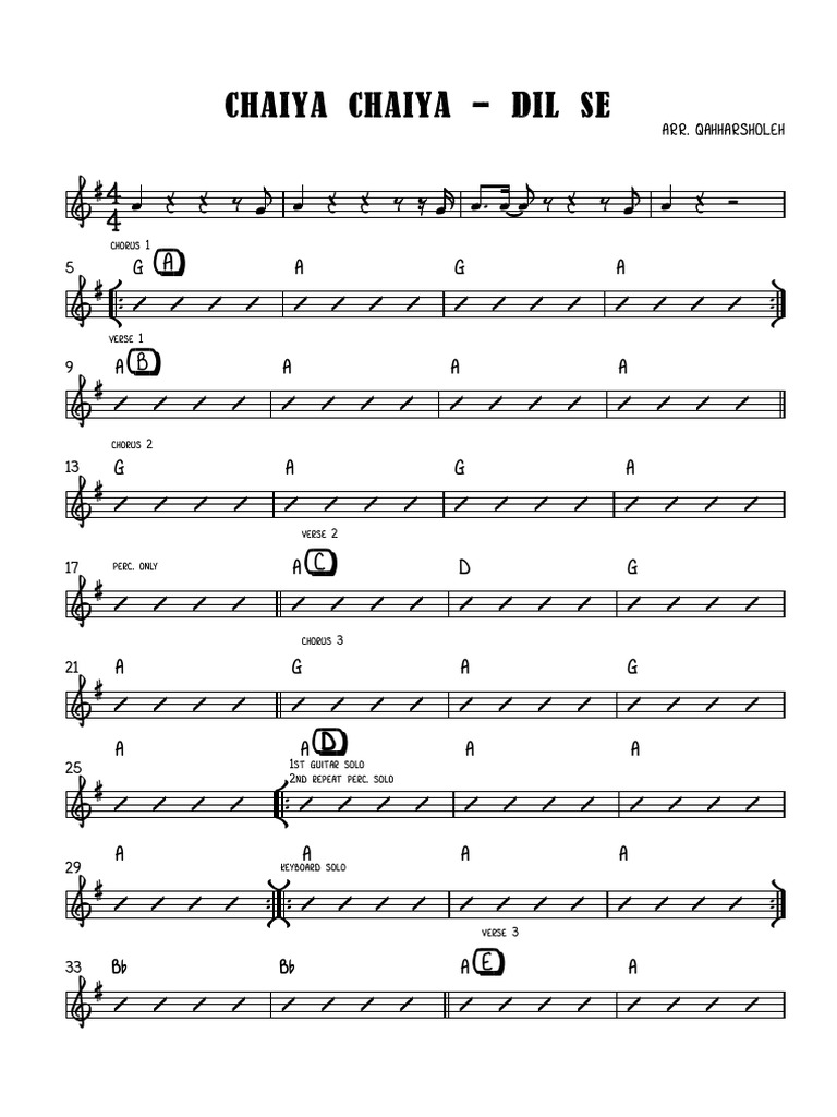 Chaiya Chaiya Dil Se Full Score Pdf Song Structure Music Theory