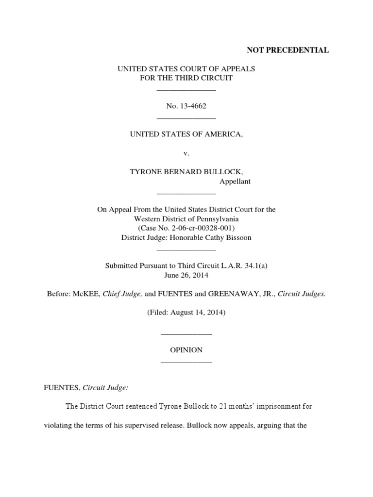 United States v. Tyrone Bullock, 3rd Cir. (2014) | PDF | United States ...