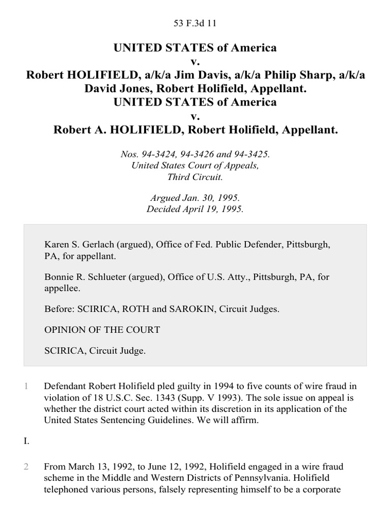 United States v. Robert Holifield, A/K/A Jim Davis, A/K/A Philip Sharp ...
