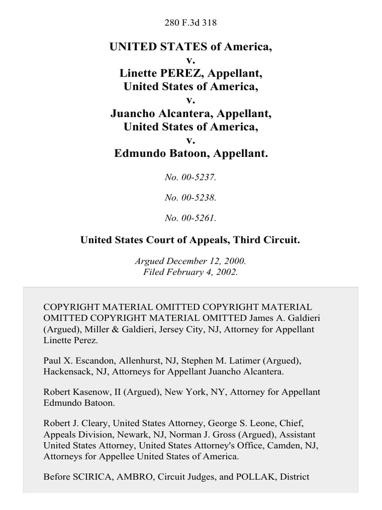 United States v. Linette Perez, United States of America v. Juancho ...