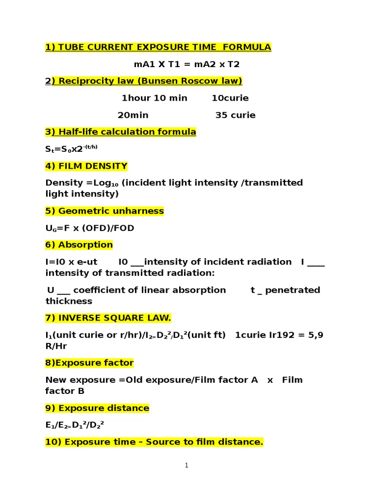 RT Formulas | PDF | Radiation Protection | Absorbed Dose