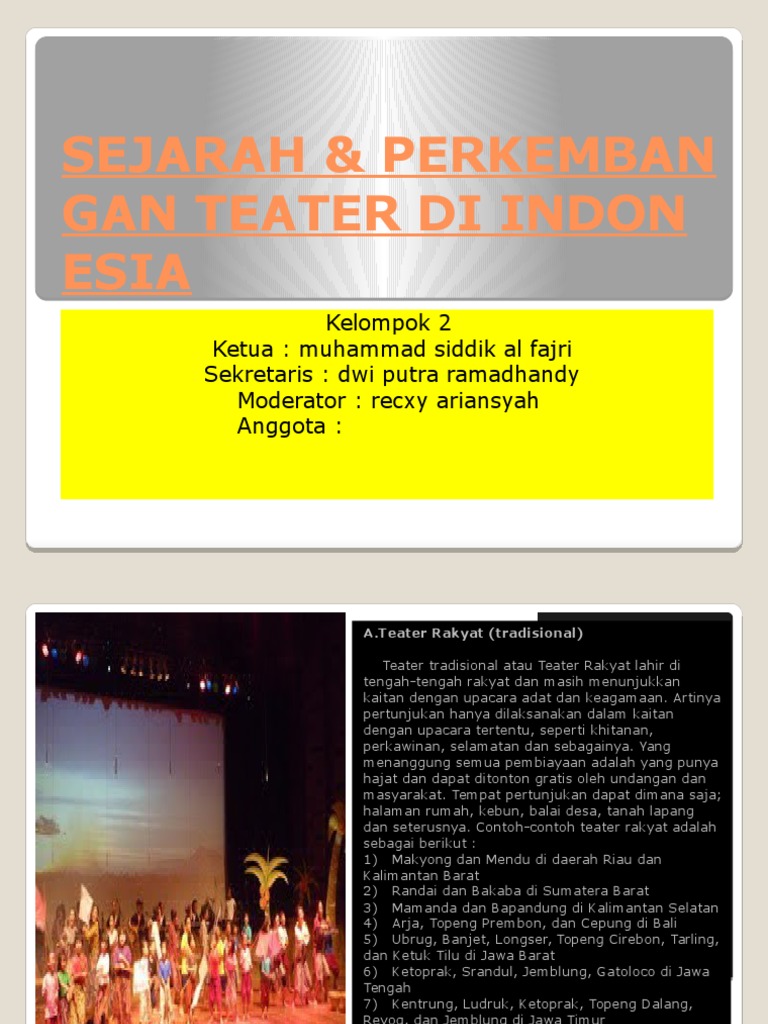 Sejarah & Perkembangan Teater Di Indonesia | PDF