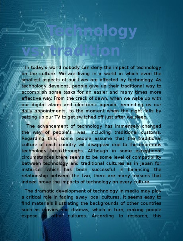 Technology's Impact on Tradition | PDF | Politics