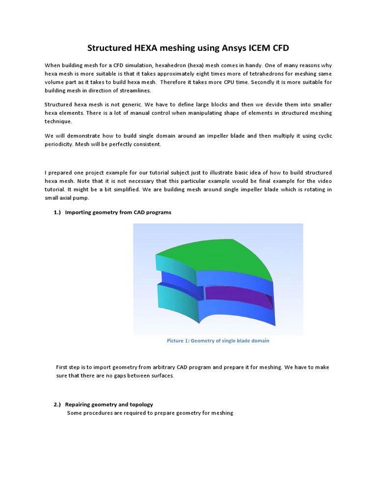 Structured HEXA Meshing Using Ansys ICEM CFD PDF | PDF | Geometry | Space