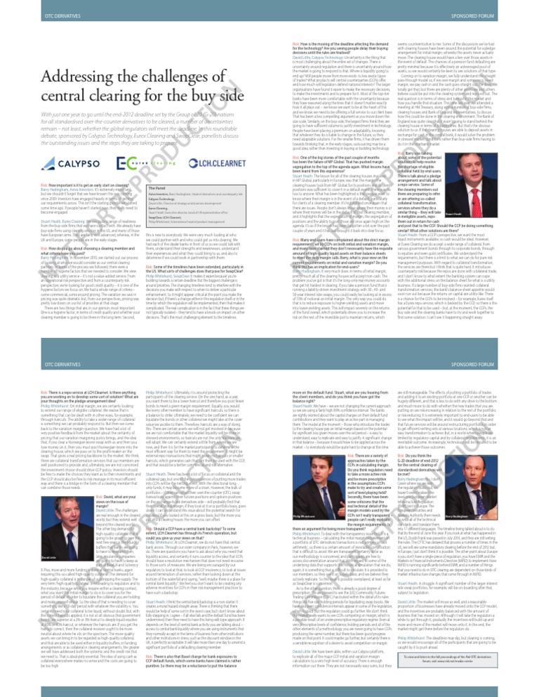 Addressing The Challenges of Central Clearing For The Buy Side | PDF ...