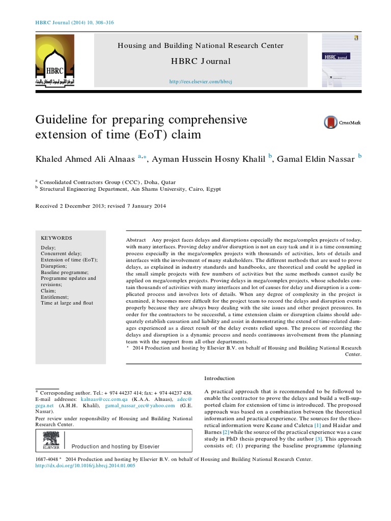 Guideline For Preparing Comprehensive Extension of Time (EoT) Claim - 1-s2 | PDF | Project ...