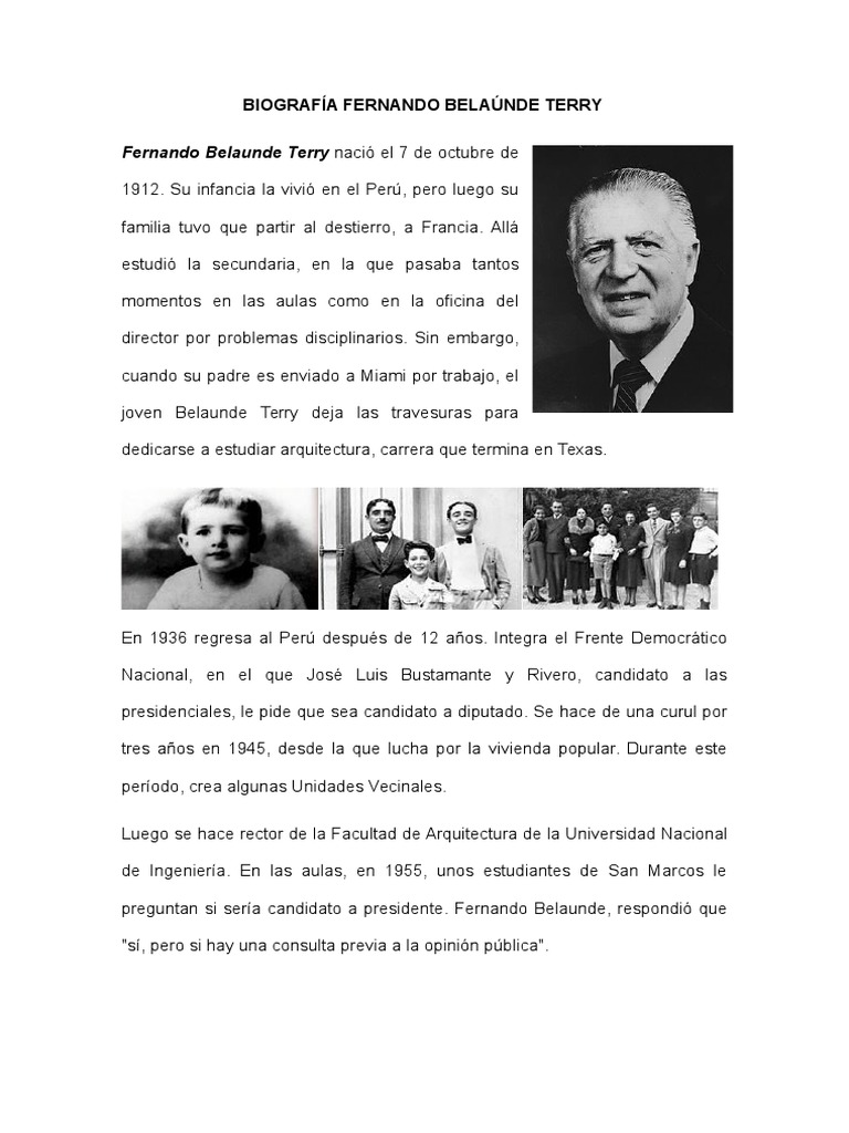 Biografía Fernando Belaúnde Terry 2 Gobiernos | Perú | Política
