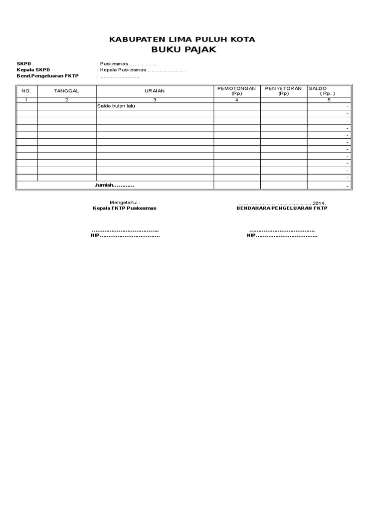 Format Buku Pajak | PDF