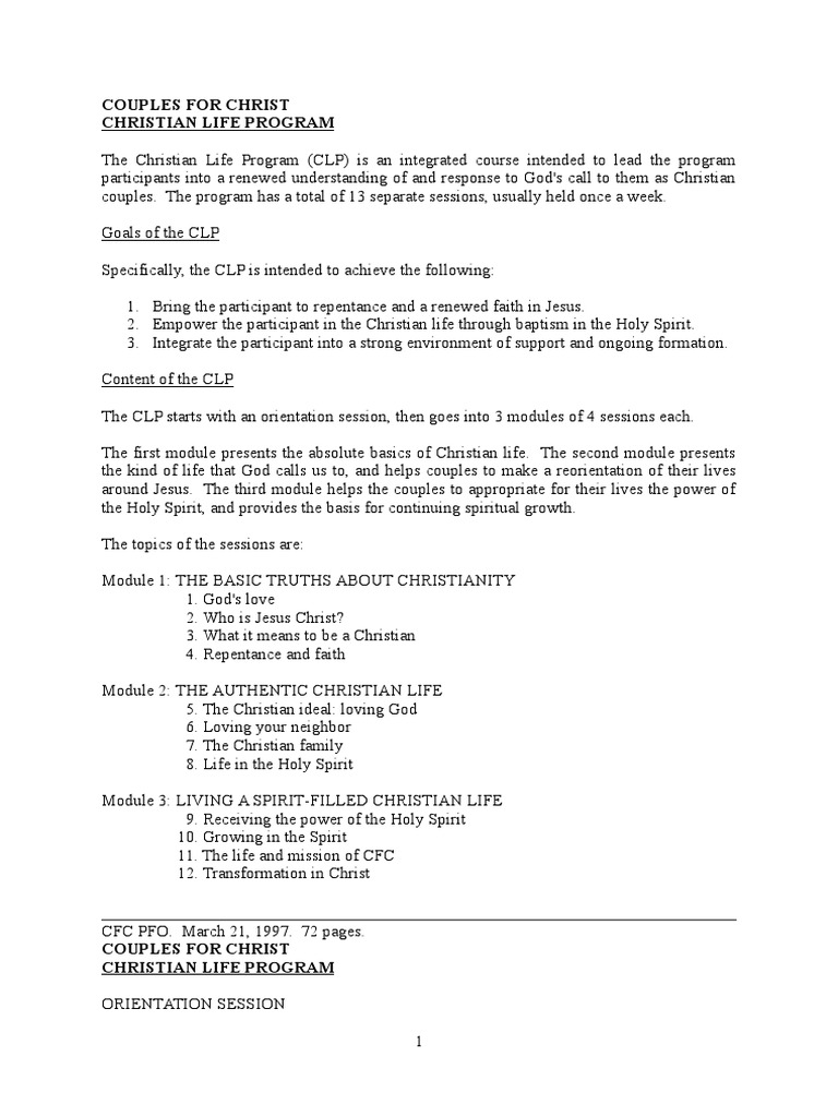 CFC Christian Life Program | PDF | Repentance | Cain And Abel