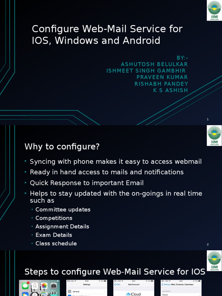 Configure Webmail on iOS, Windows, Android | PDF | System Software | Online Services