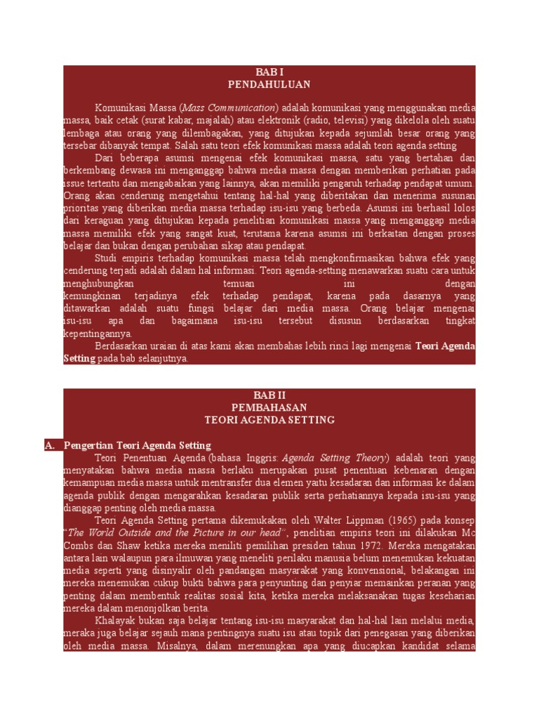 Bahan Teori Agenda Setting #2 | PDF