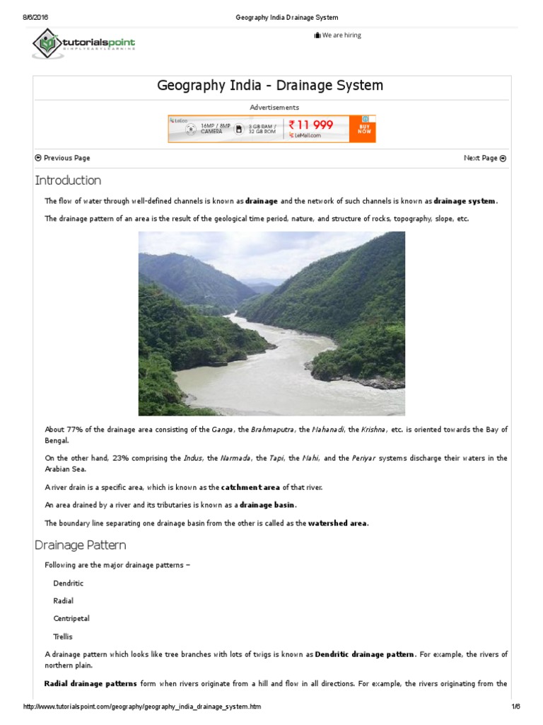 Geography India Drainage System | PDF | Indus River | Himalayas