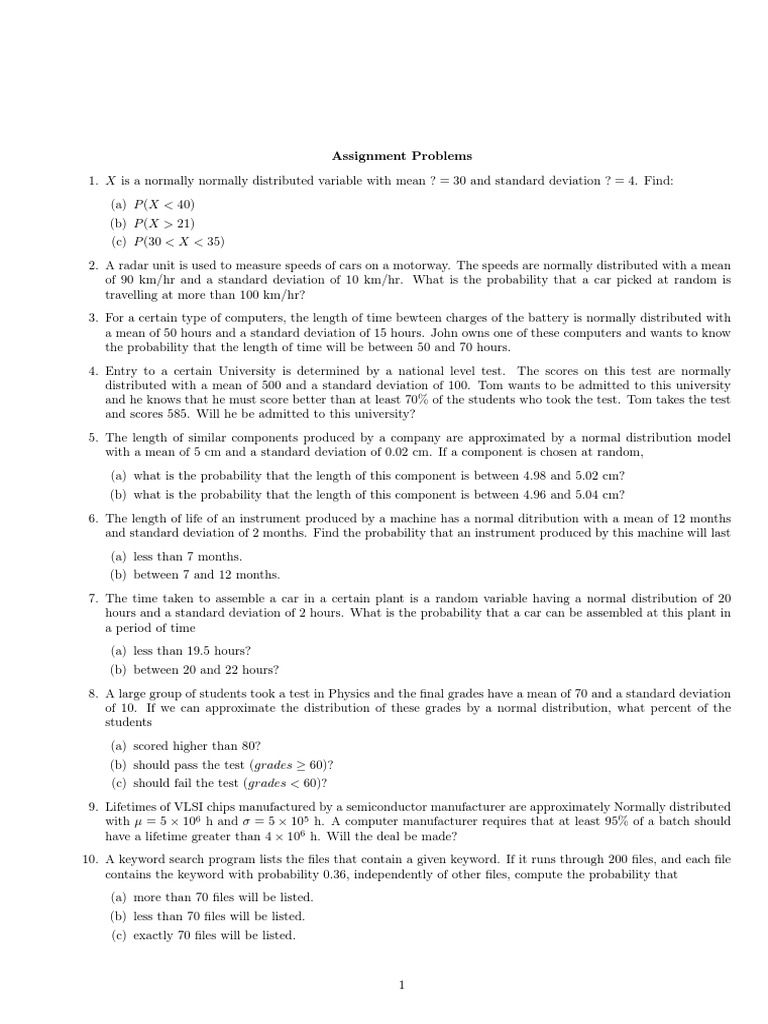 Assignment Probability I | Download Free PDF | Normal Distribution ...