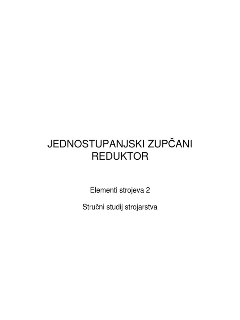 Jednostupanjski Reduktor PDF | PDF