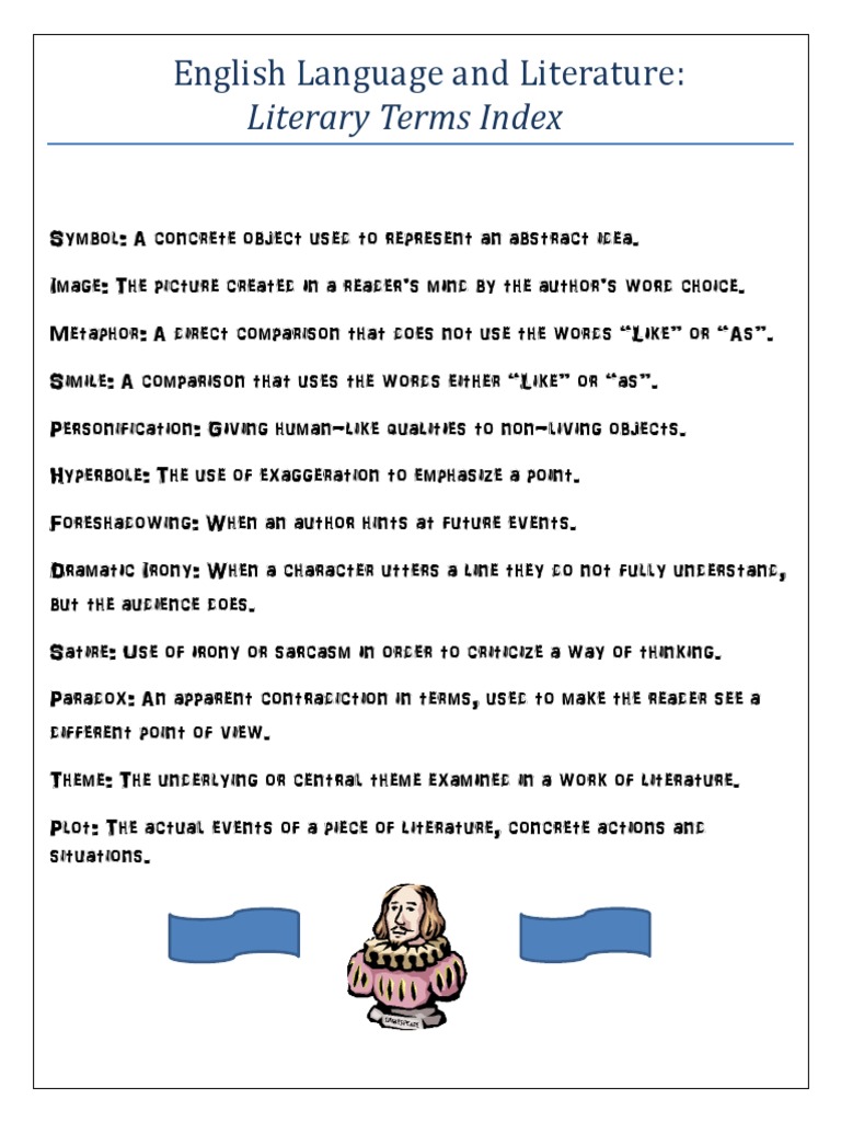 English Language and Literature: Literary Terms Index | PDF | Irony ...