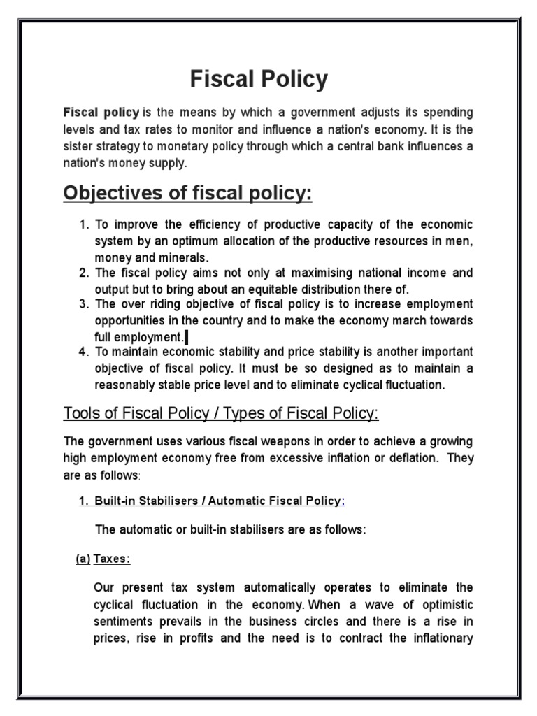 Fiscal Policy | PDF | Fiscal Policy | Business Cycle