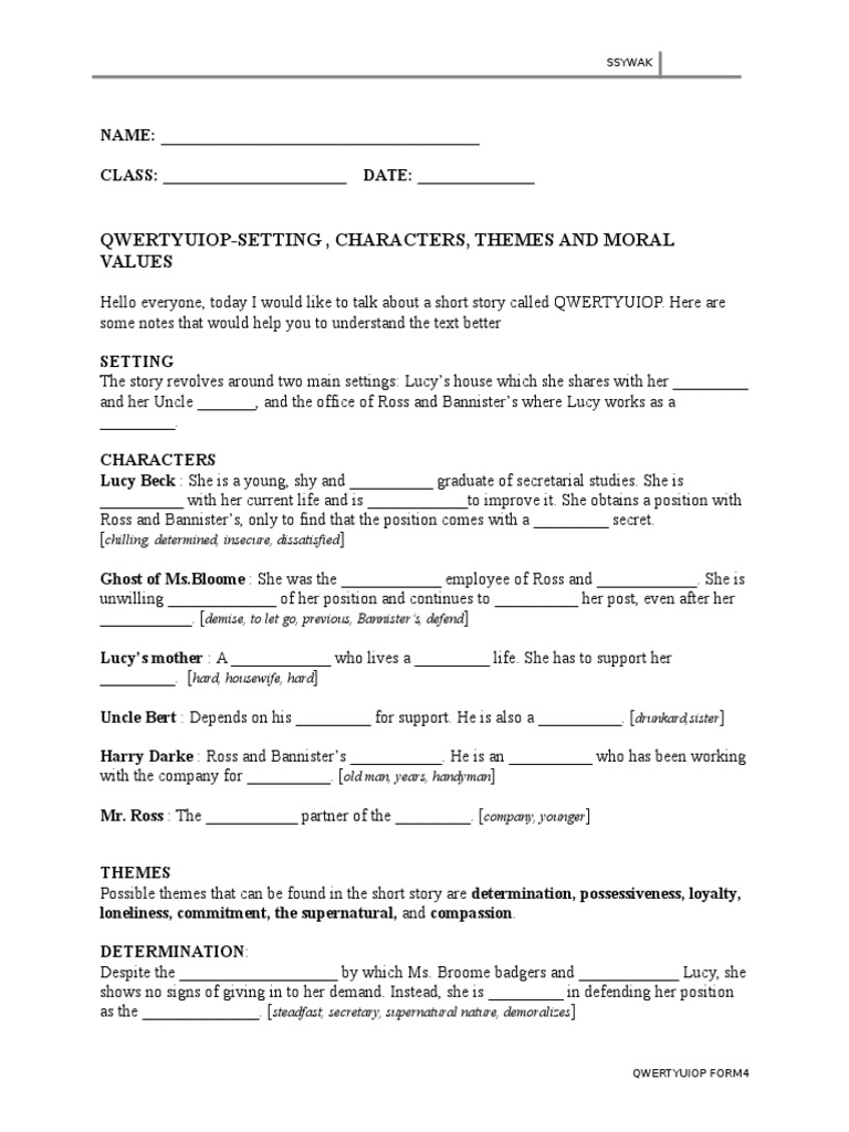 Short Stories Exercise | PDF