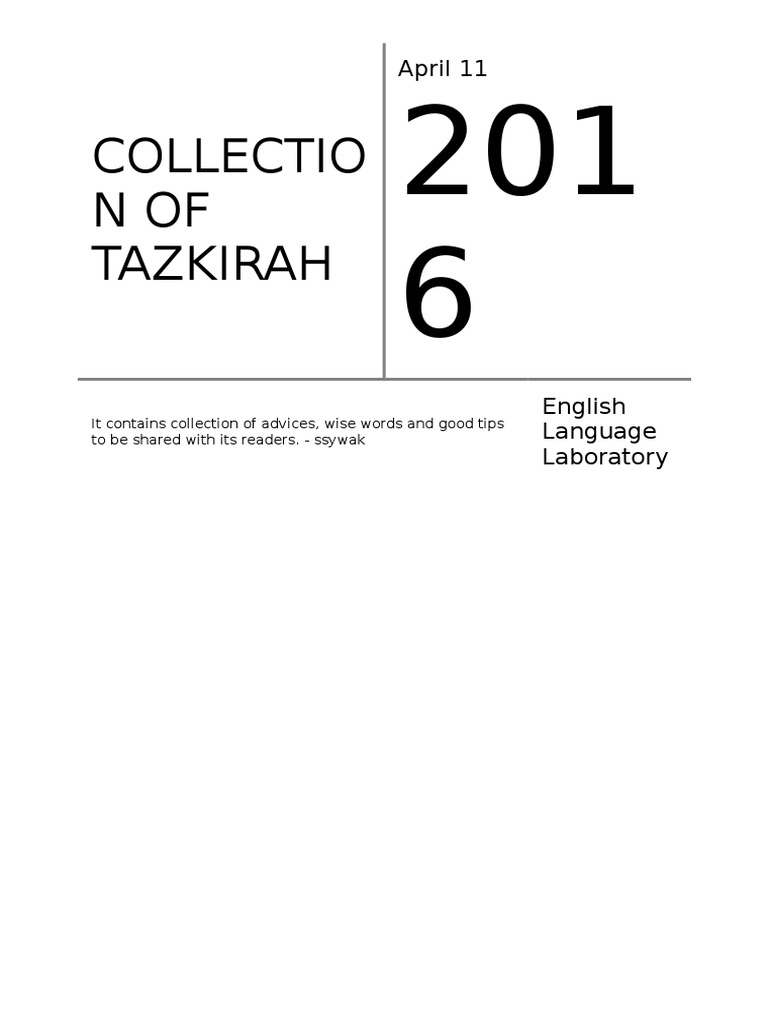 Collection of Tazkirah For School Assembly | PDF | Hadith | Quran