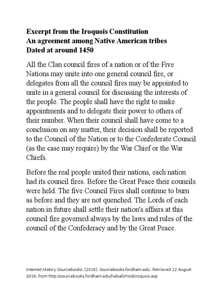 Excerpt From Iroquois Constitution | PDF