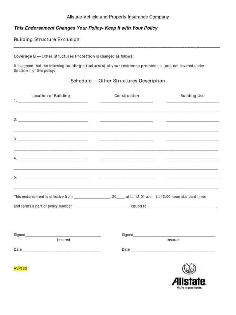 Building Structure Exclusion Endorsement | PDF