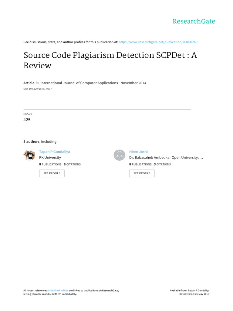 Source Code Plagiarism Detection Scpdet A Download Free Pdf Source