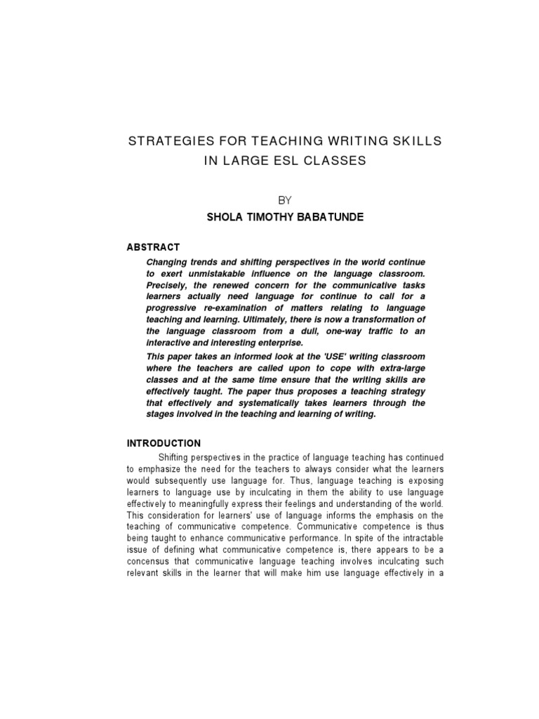 Strategies For Teaching Writing Skills | PDF