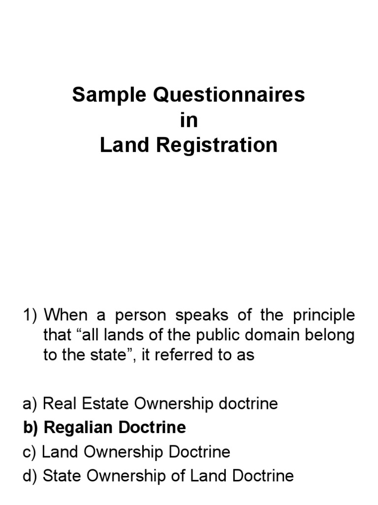 Land Registration Questionnaire | PDF | Deed | Foreclosure