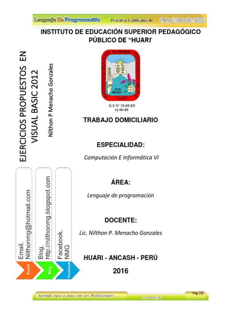 Ejericios de Visual Basic 2012 | PDF | Básico | Programa de computadora