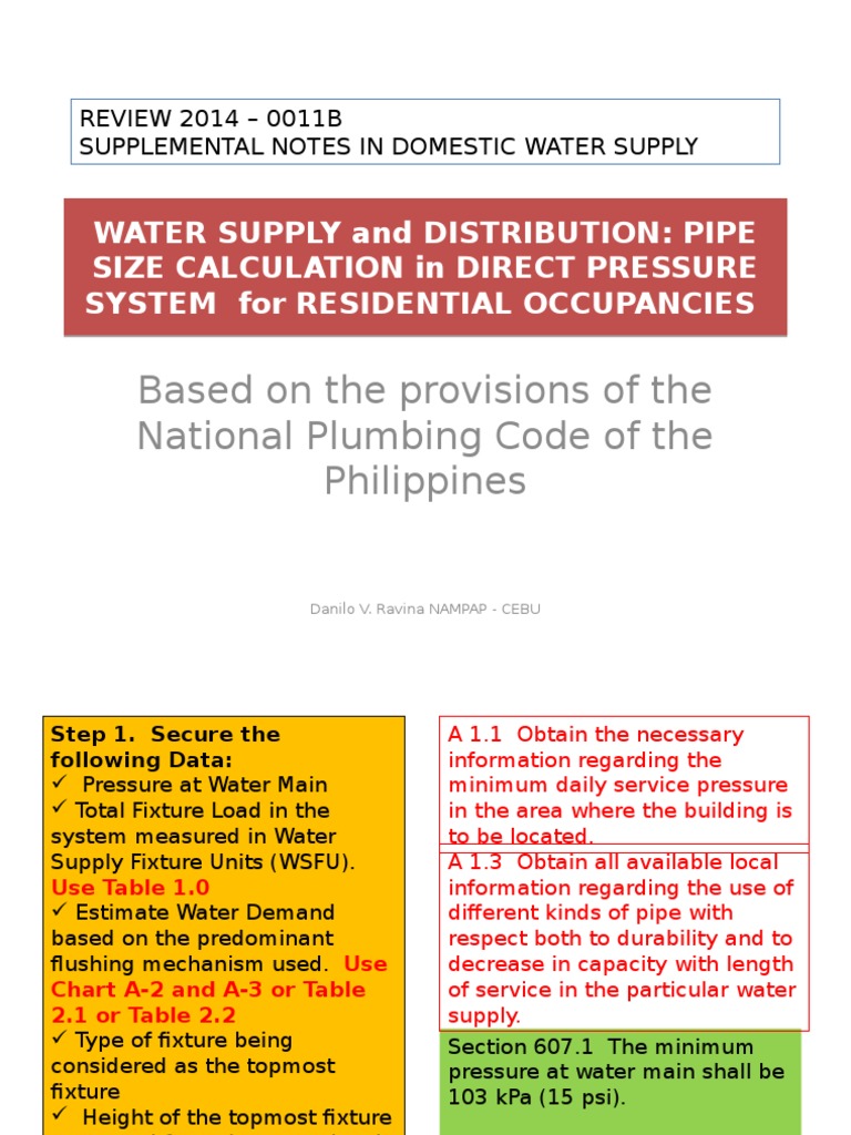 2014 - 0011b Pipe Sizing For Water Supply and Distribution | PDF | Tap ...