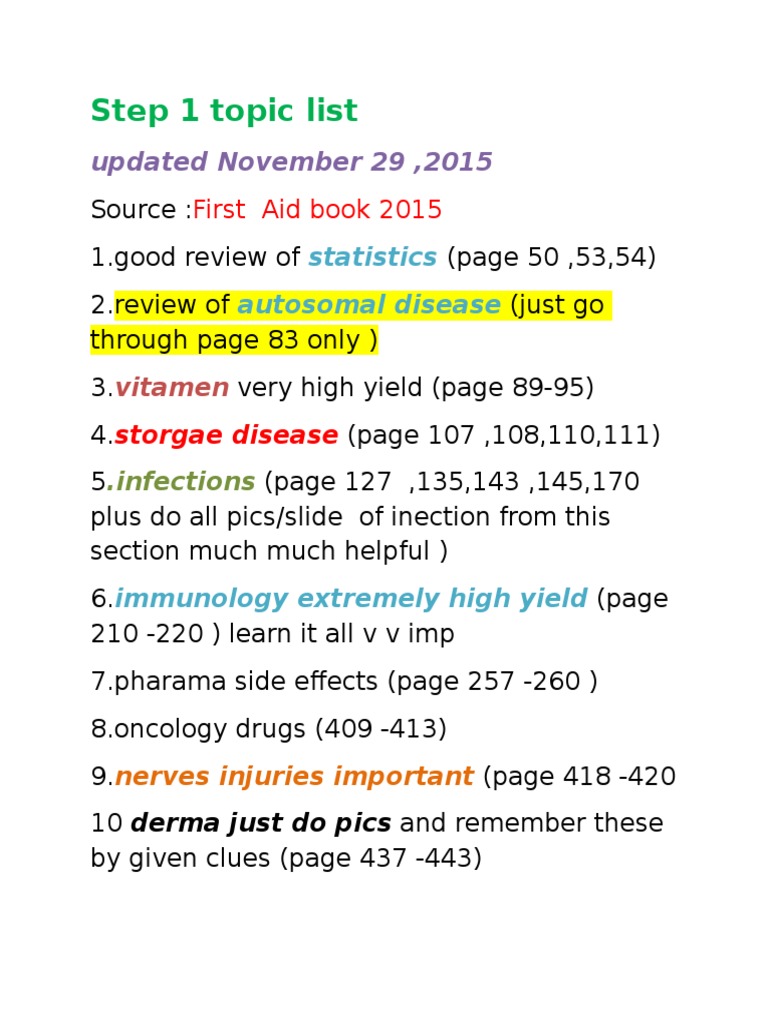Step 1 Topics For CK | PDF