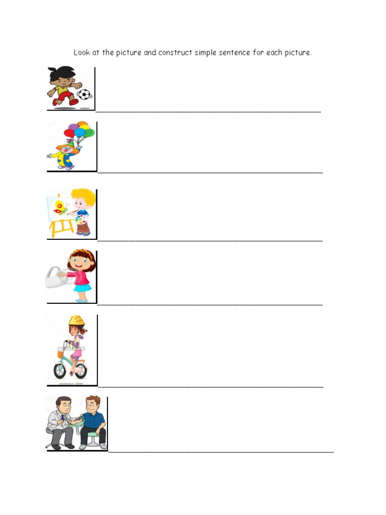Look at The Picture and Construct Simple Sentence For Each Picture | PDF