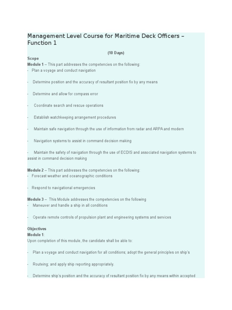Management Level Course For Maritime Deck Officers | PDF | Navigation ...