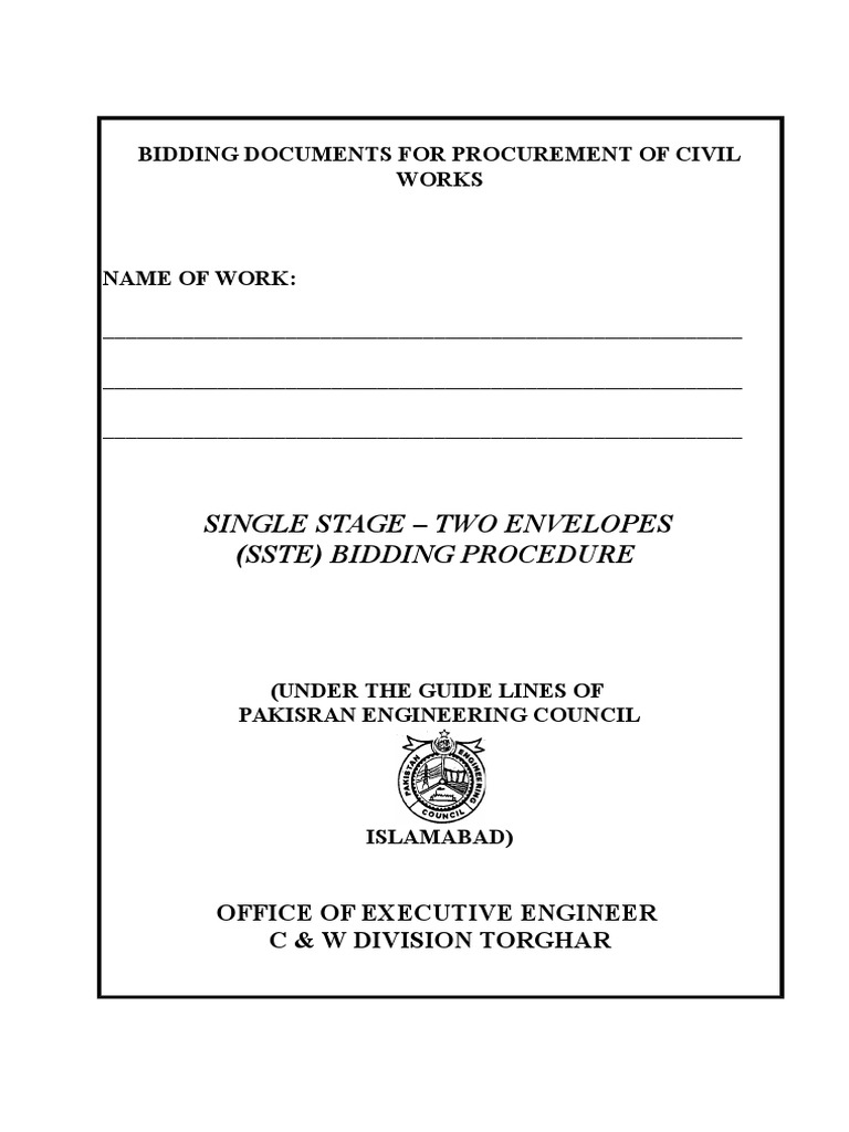 Bidding Documents (Single Stage Two Envelopes-SSTE) Torghar | PDF | Specification (Technical ...