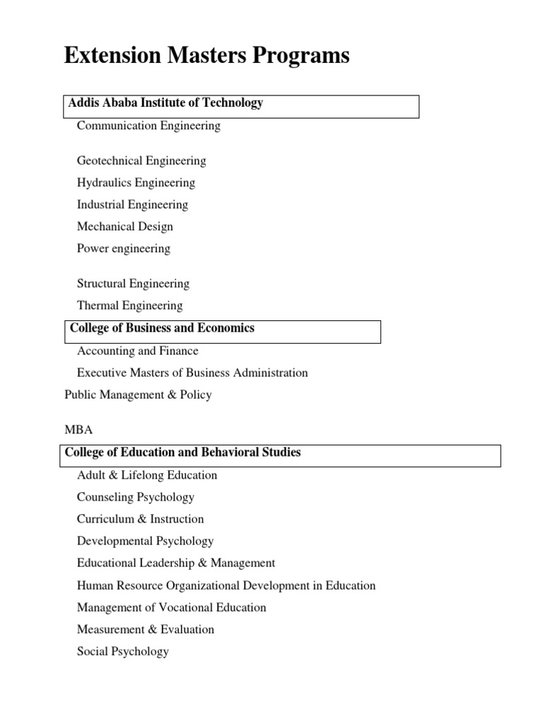 Extension MA Programs | PDF