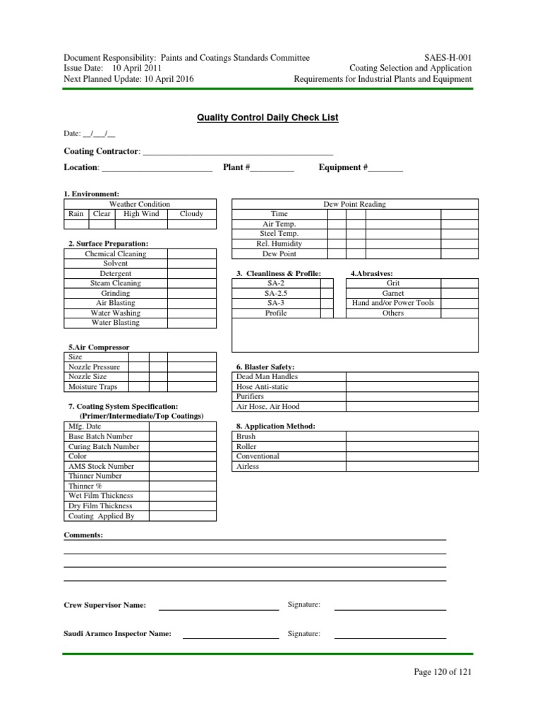 Coating and Blasting Daily Report | PDF