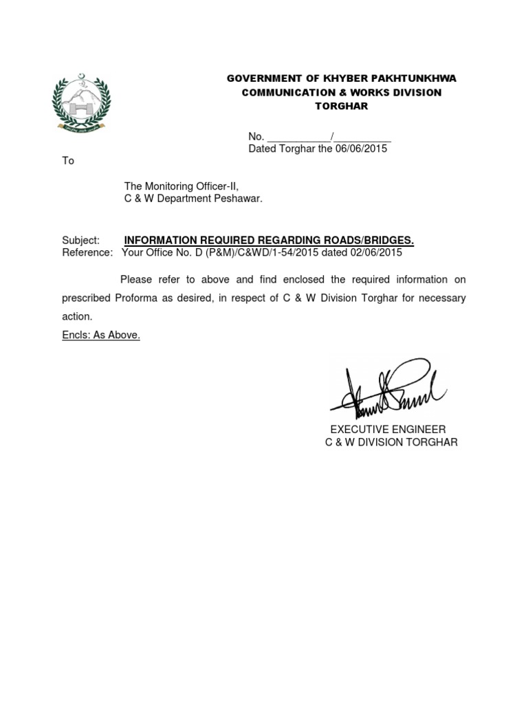 Reply Dir P &M Letter With Attachement For Progress Review of May 2015 ...