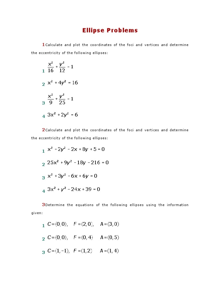 Ellipse Problems | PDF | Ellipse | Mathematical Analysis