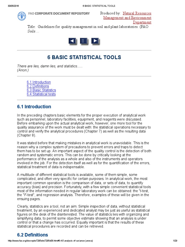 6 Basic Statistical Tools | PDF | Student's T Test | Statistical ...
