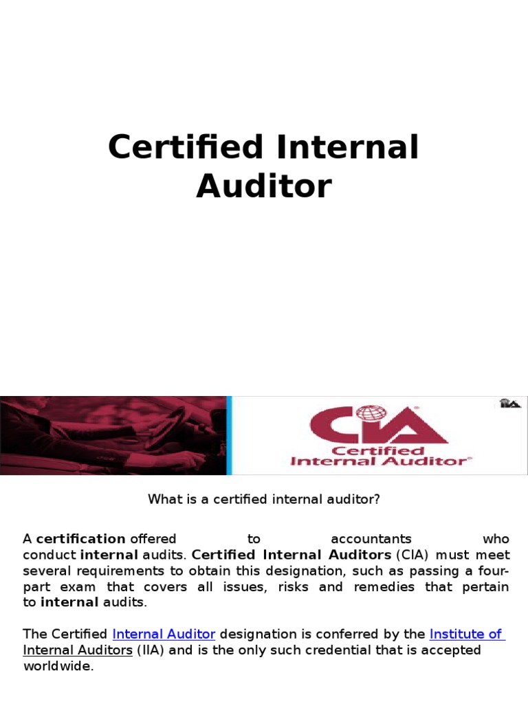 Certified Internal Auditor | Internal Audit | Audit