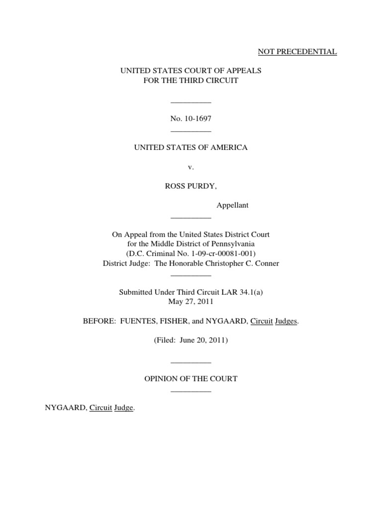 United States v. Ross Purdy, 3rd Cir. (2011) | PDF | Plea | Appeal