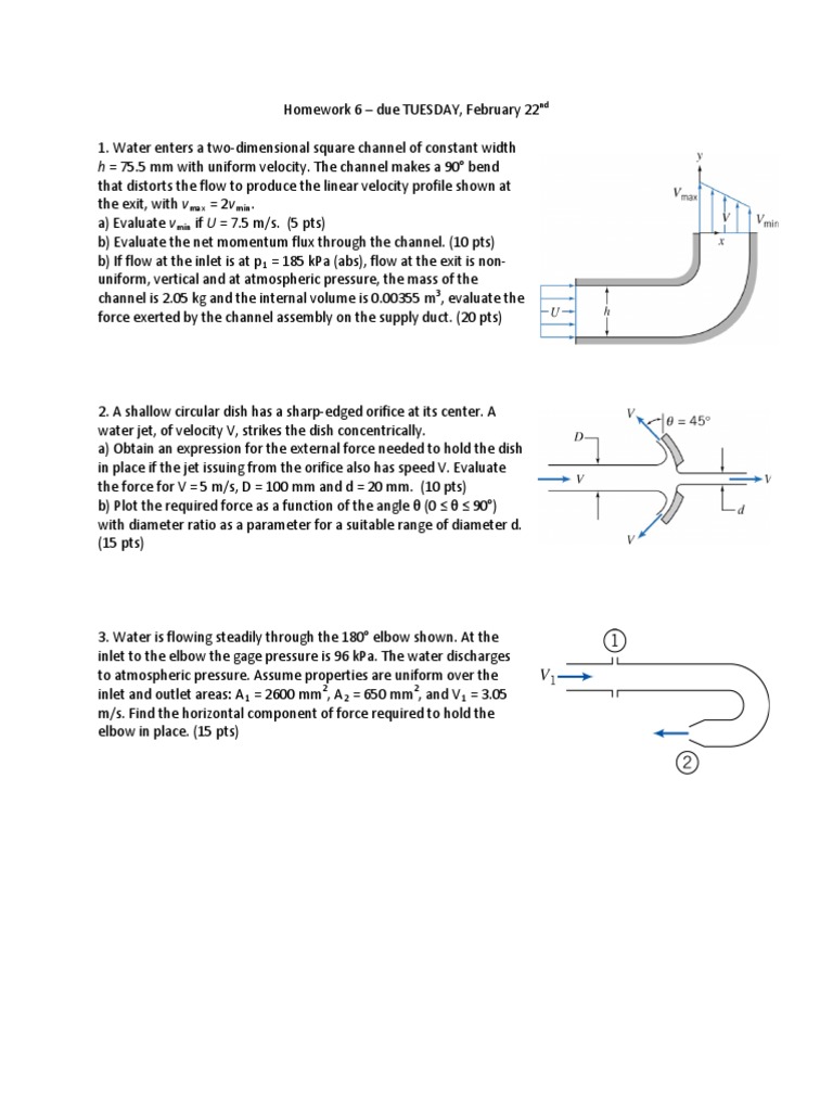 Fluid Dynamics Homework Assignment | PDF