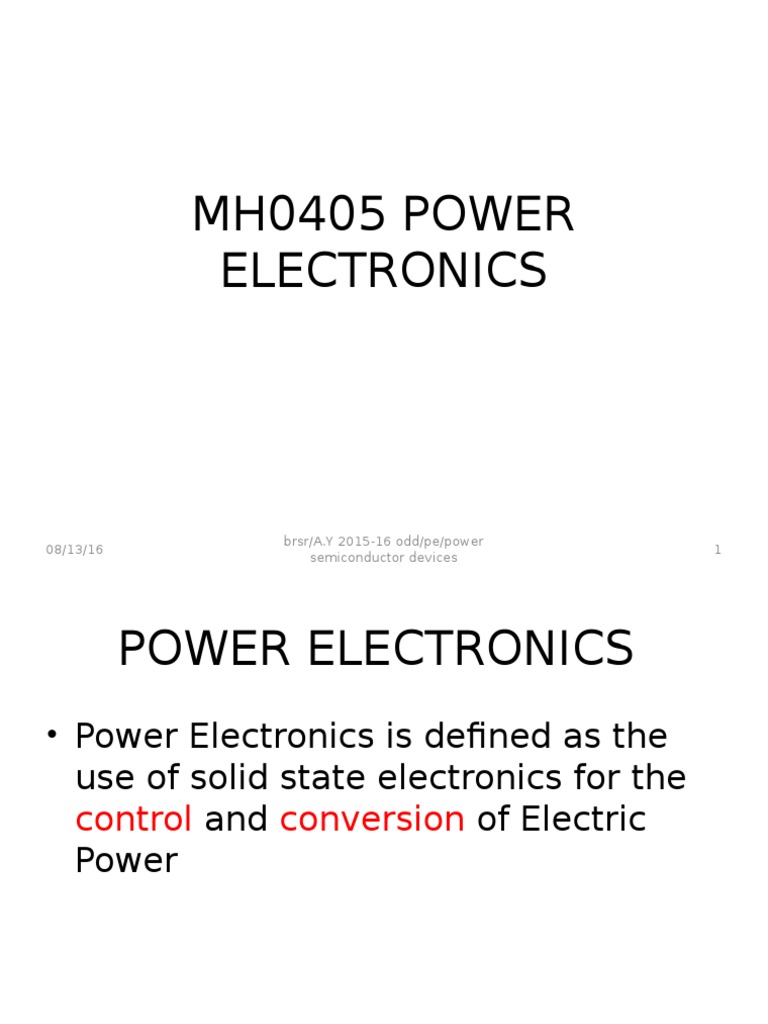 Unit I Power Semiconductor Devices | PDF