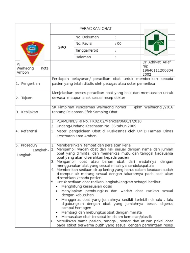 Sop Peracikan Obat | PDF