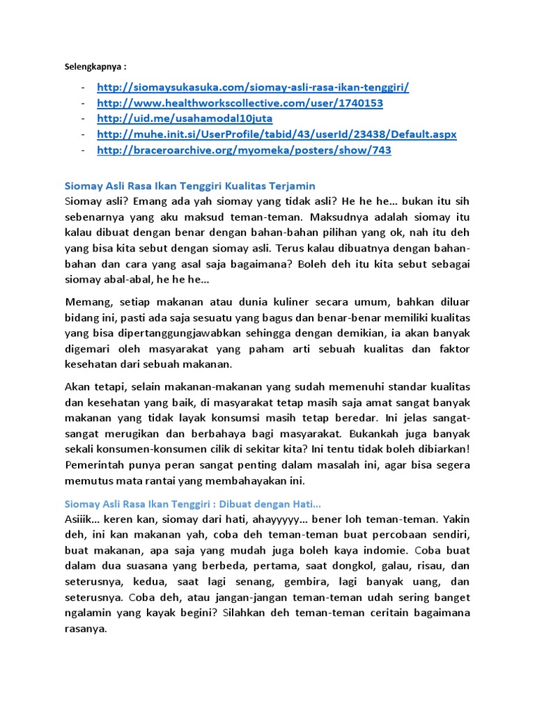 Resep Siomay Ikan Tenggiri Labu Siam | PDF