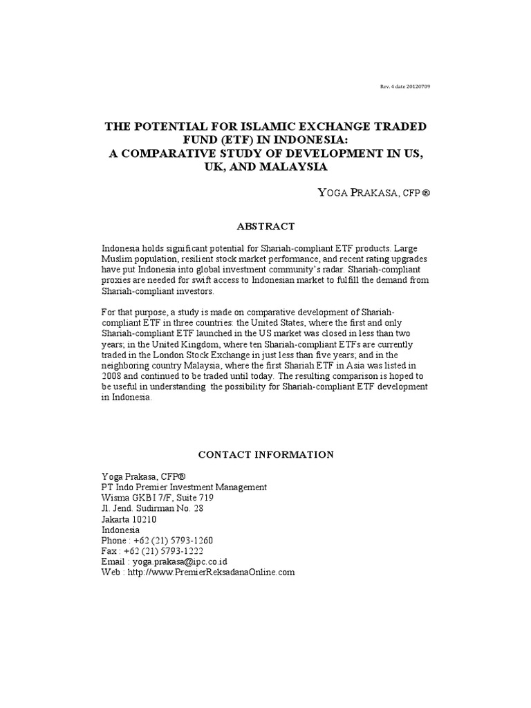 Islamic ETFs Potential in Indonesia | PDF | Exchange Traded Fund ...