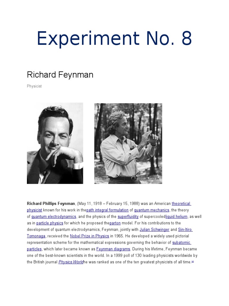 Richard Feynman.docx | Richard Feynman | Physics & Mathematics