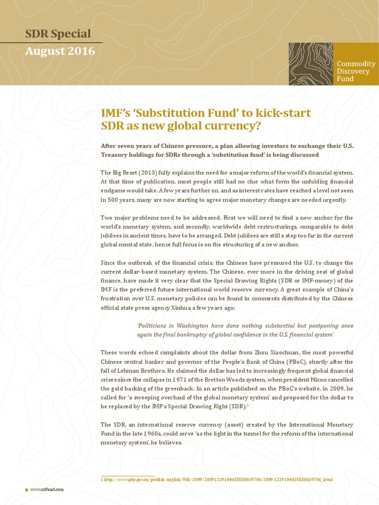 SDR Special Aug2016 DEF | PDF | Special Drawing Rights | Reserve Currency